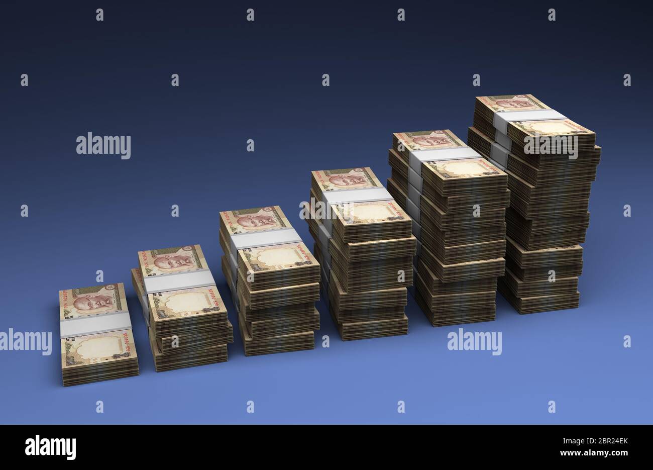 Indian Rupee Bar Graph (On blue background Stock Photo - Alamy