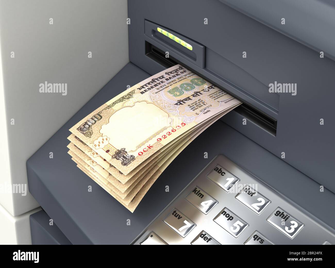 Withdrawal Indian Rupee From The ATM Stock Photo - Alamy