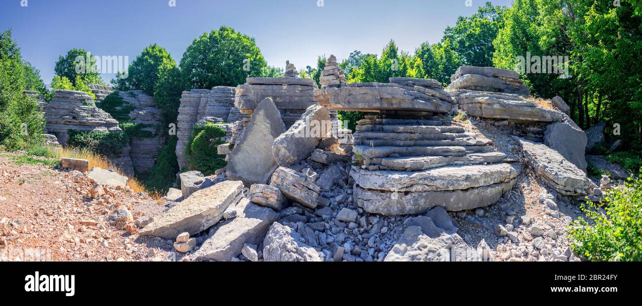 Stone forest, natural rock formation, created by multiple layers of ...