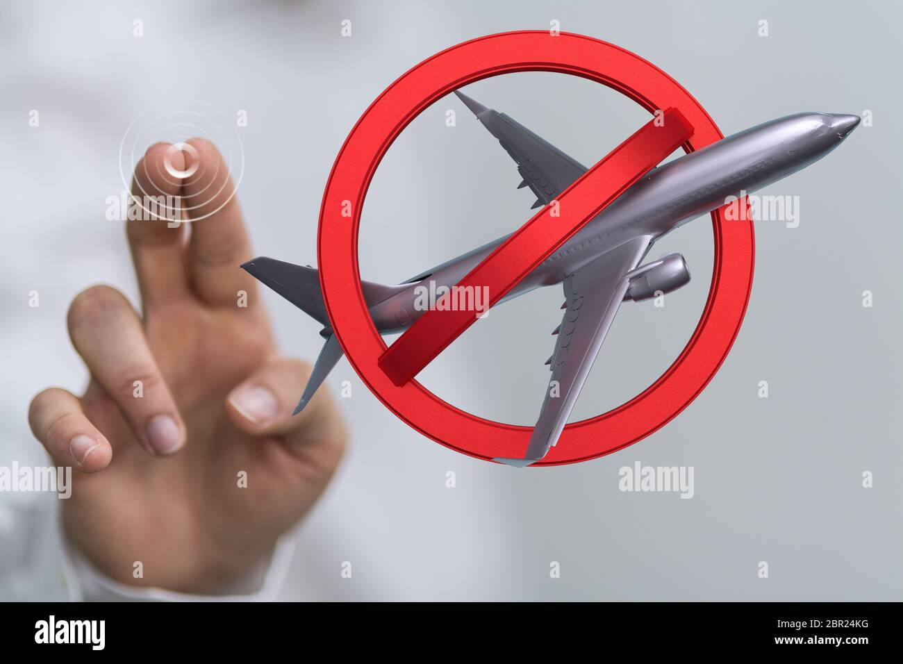 travel with plane prohibited warning sign Stock Photo - Alamy