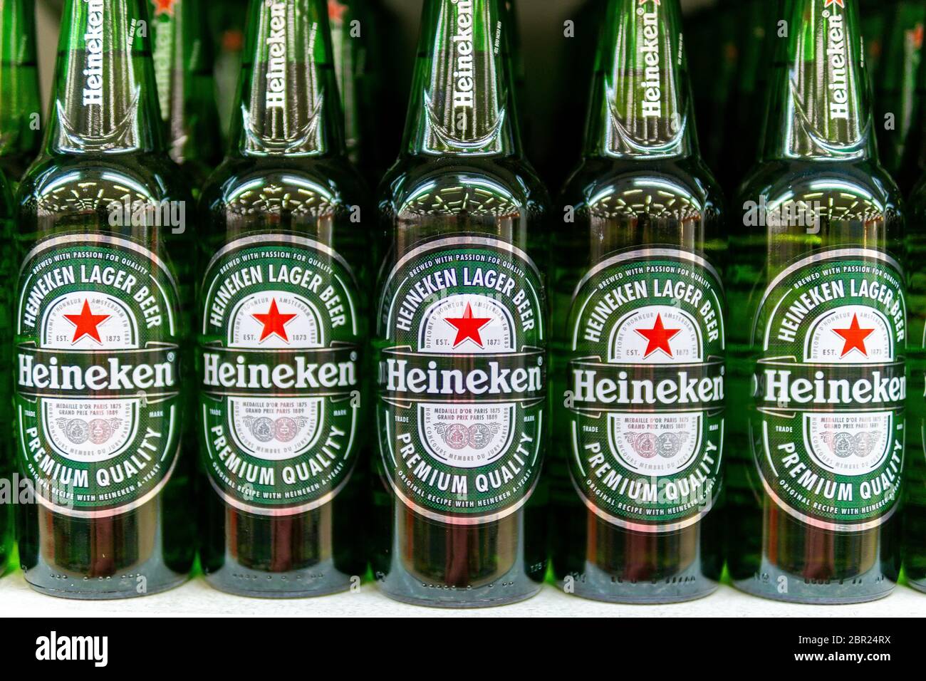 Tyumen, Russia-may 17, 2020: Bottles of Heineken Lager Beer on the ...