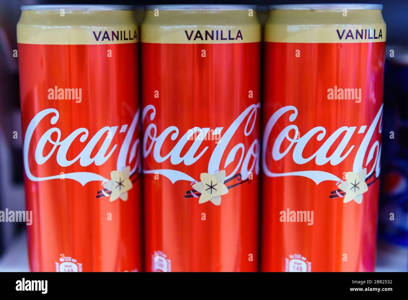 Tyumen, Russia-may 17, 2020: closeup of coca-cola bottles vanilla ...