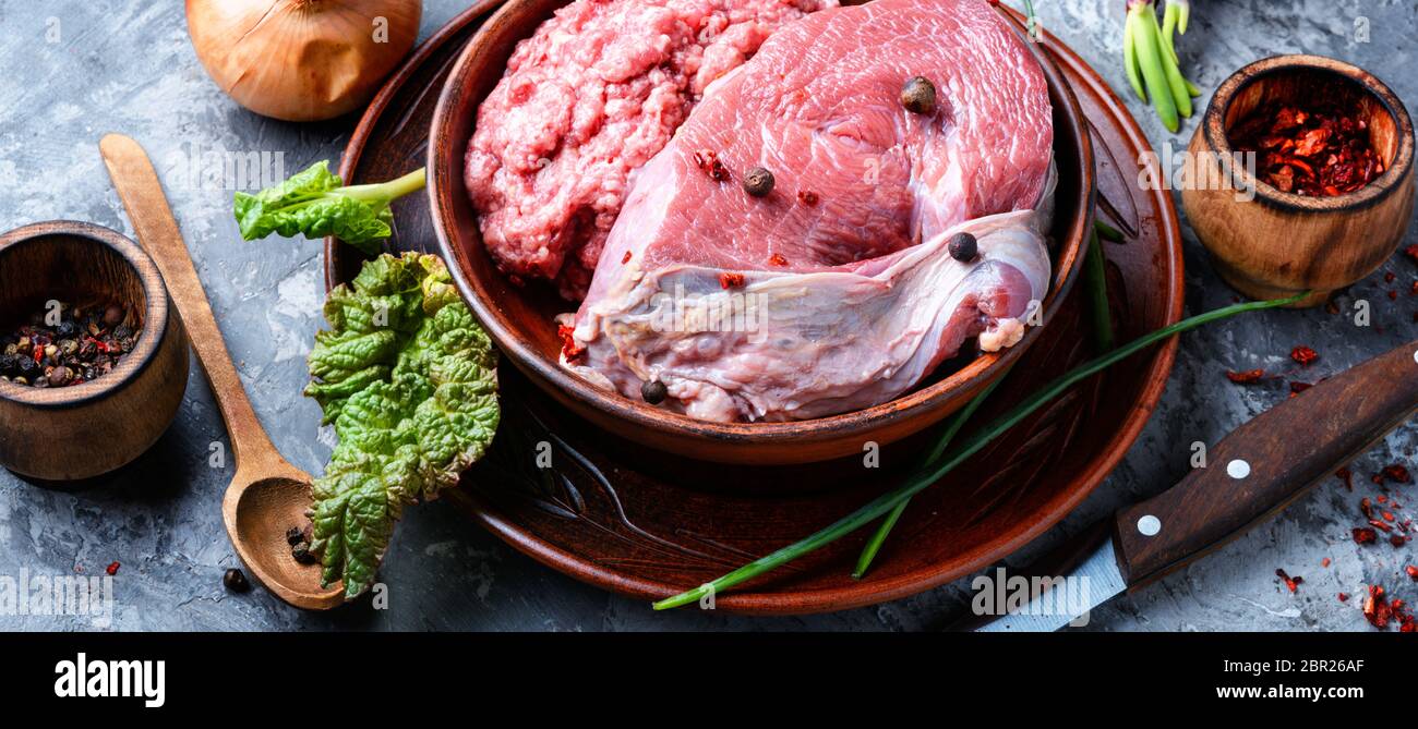 Fresh raw meat and minced beef.Fresh cut of beef meat Stock Photo - Alamy