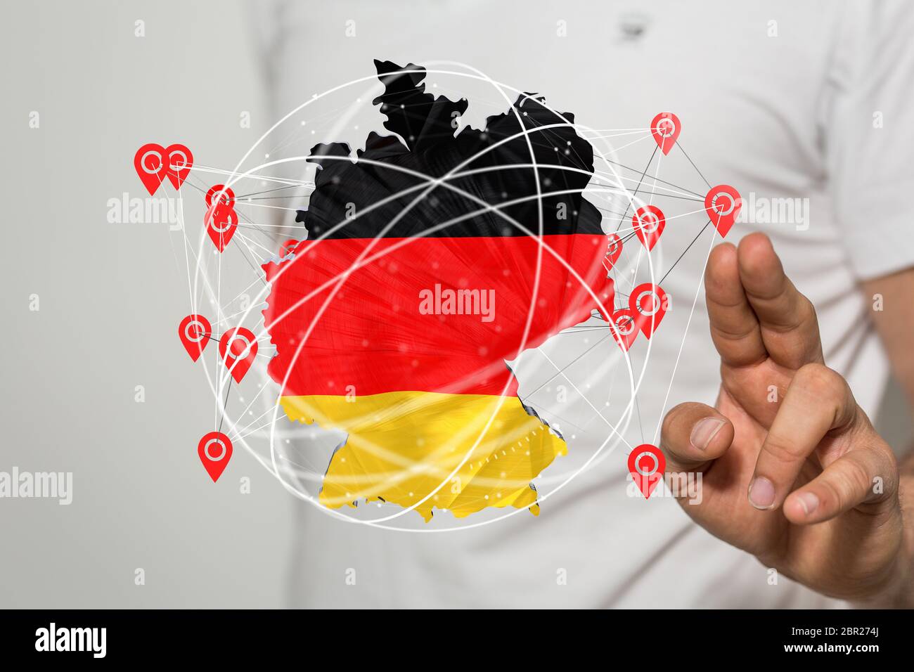 Abstract of germany map network, internet and global connection concept ...