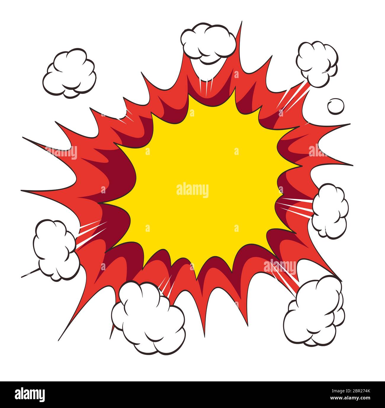 explosion blast blow boom bang yellow red illustration Stock Photo - Alamy