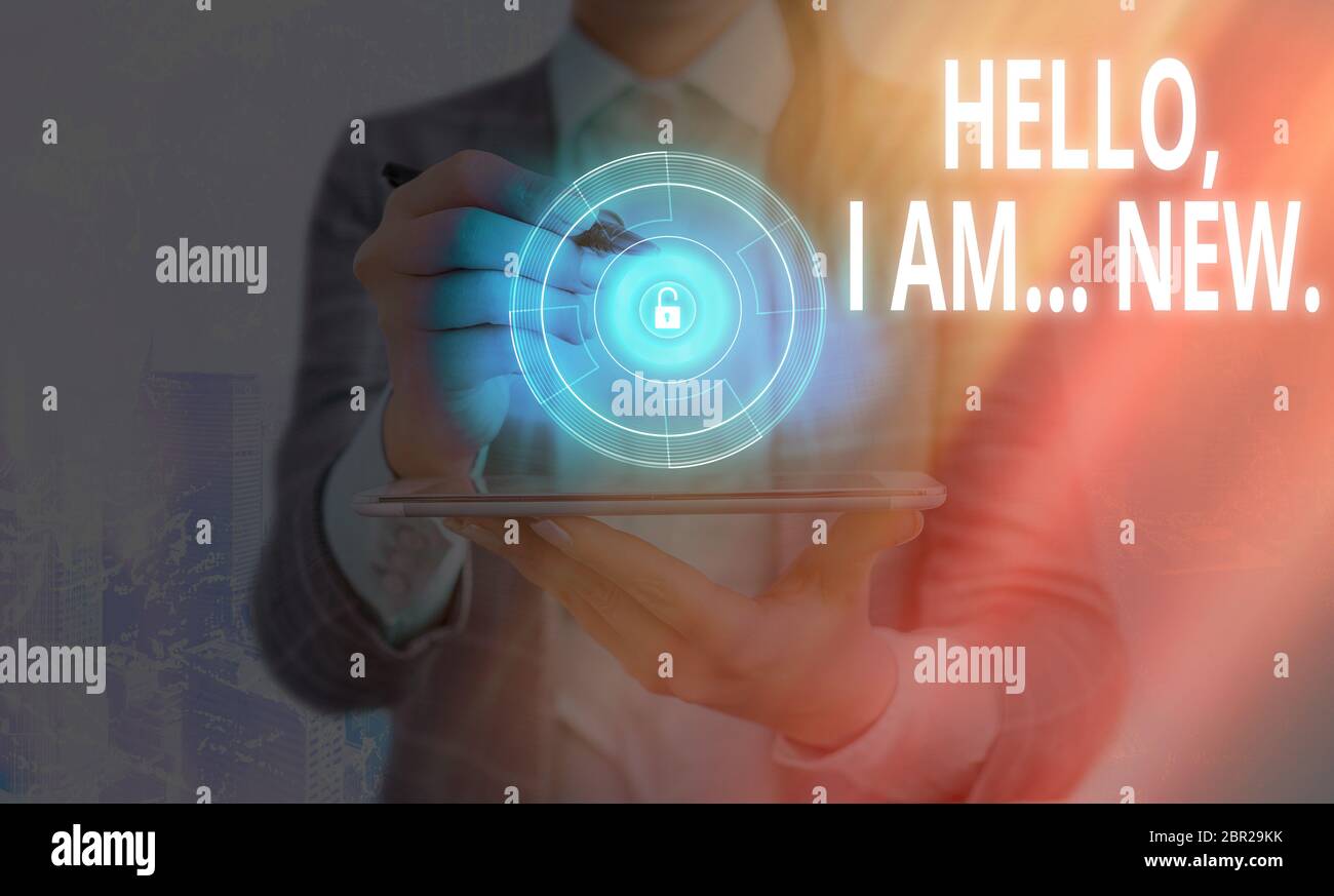 Word writing text Hello I Am New. Business photo showcasing used ...