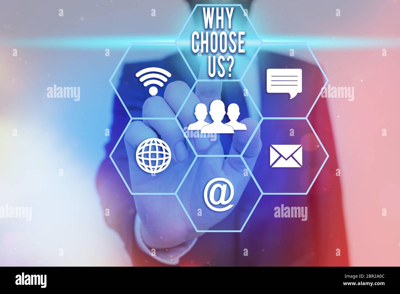Text sign showing Why Choose Us Question. Business photo showcasing ...