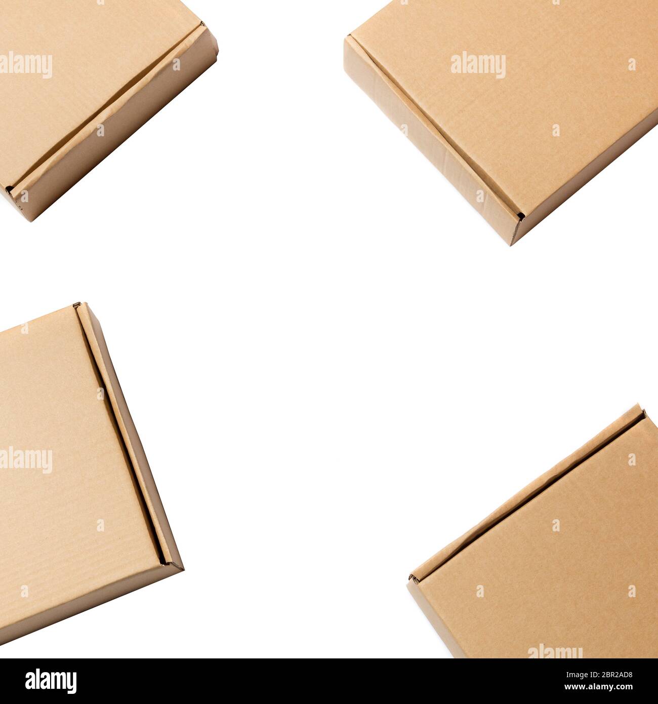 group of cardboard boxes on white background Stock Photo - Alamy