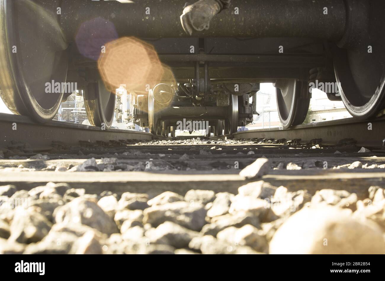 Railroad in a industrial area .Train delivering oil or gas Stock Photo ...