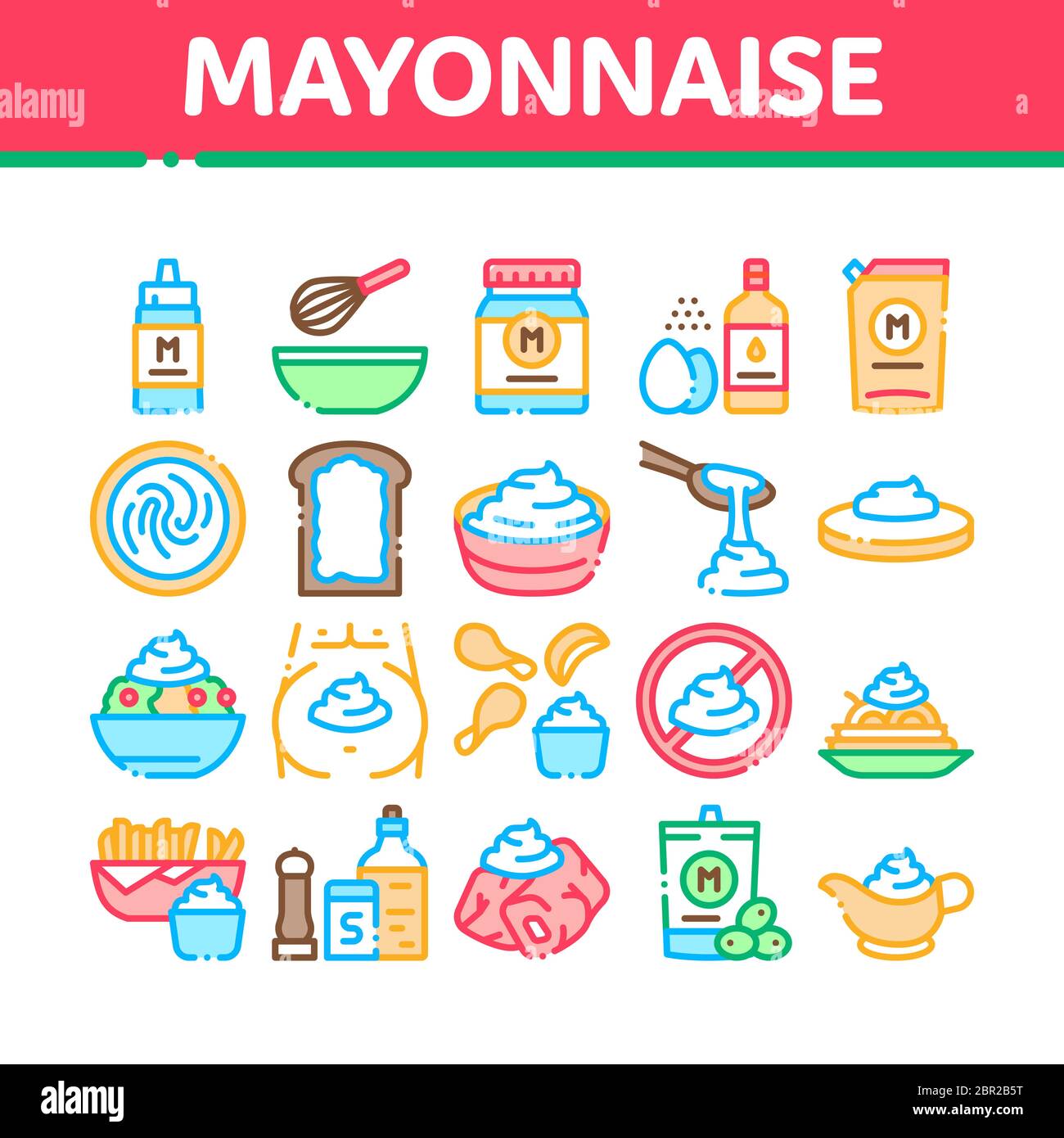 Mayonnaise Spice Sauce Collection Icons Set Vector Stock Vector Image ...
