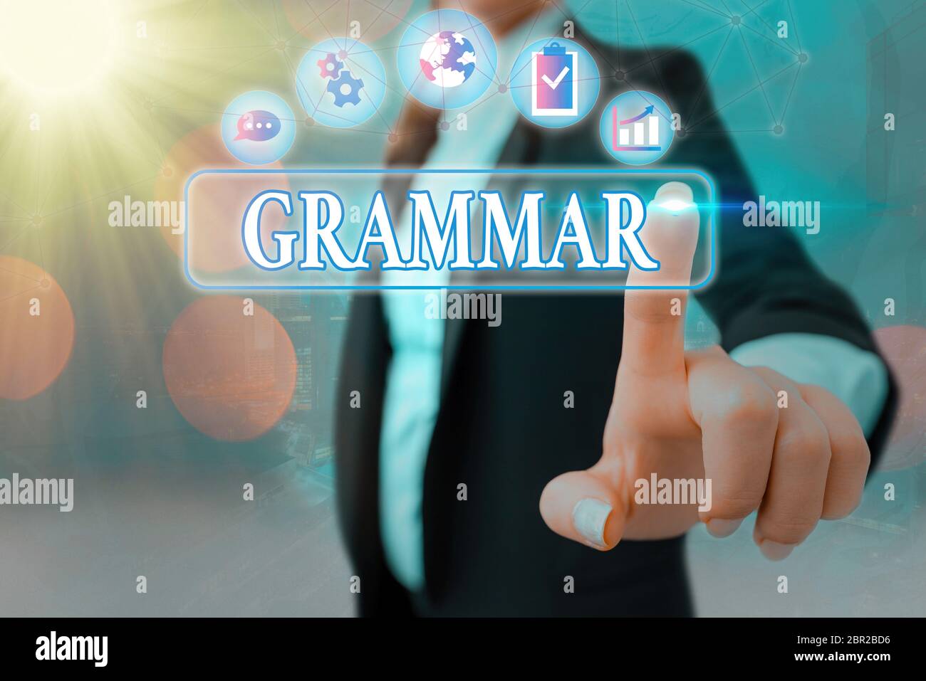 Conceptual hand writing showing Grammar. Concept meaning whole system ...