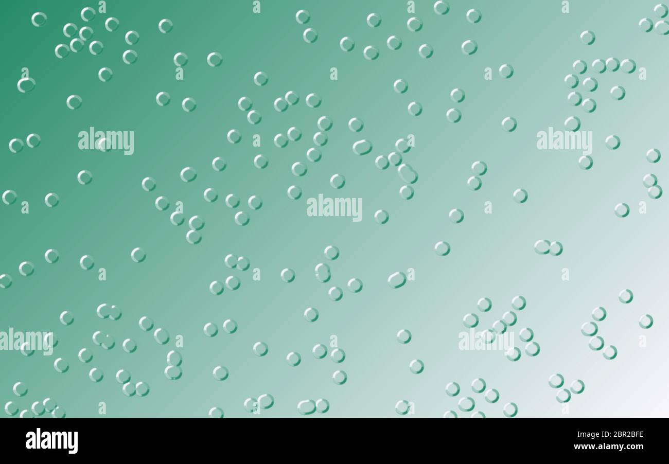 Abstract graphic with effervescing 3-D bubbles in light green with ...