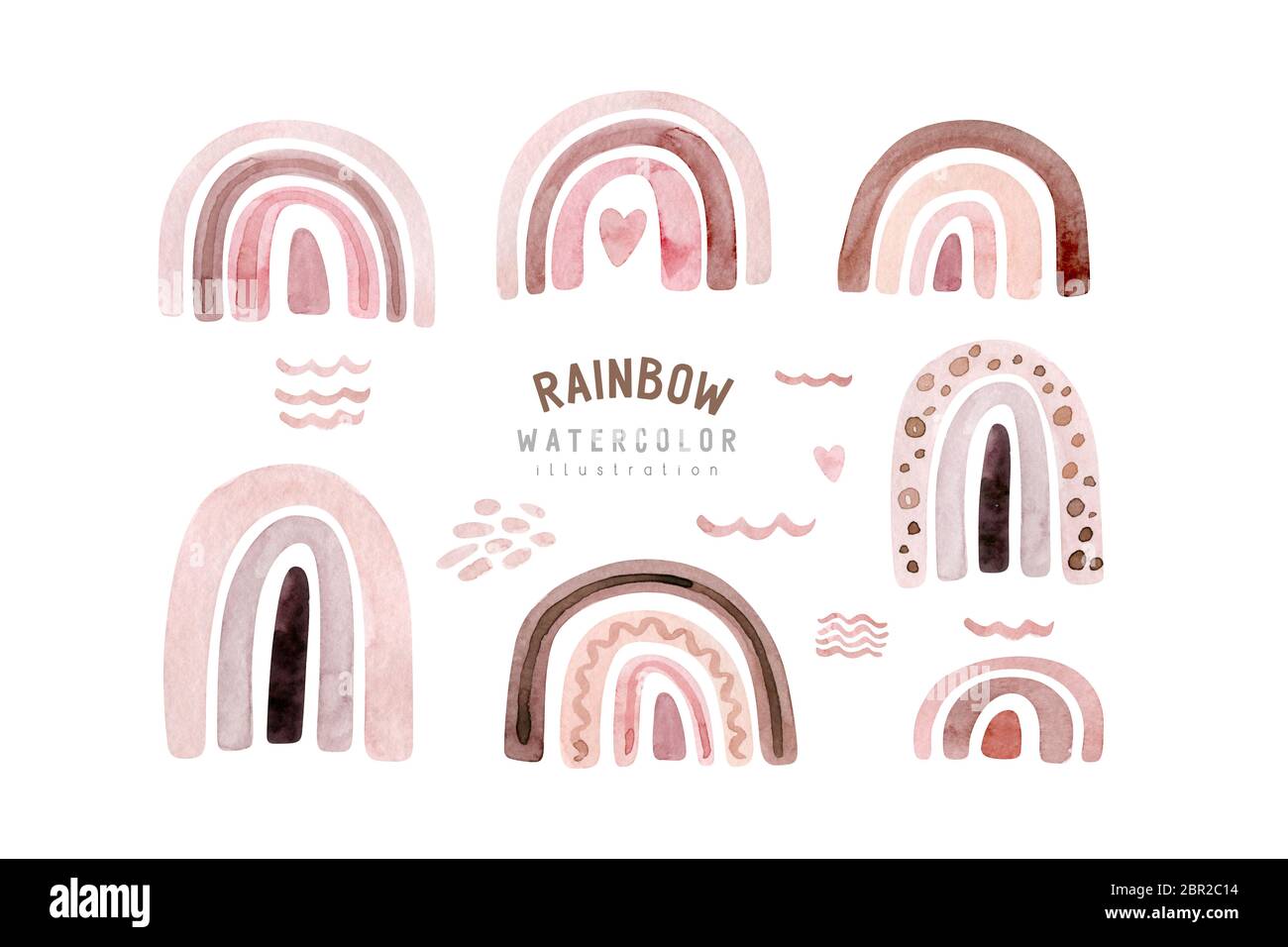 Watercolor kids raindow set, scandinavian clipart with hand painted ...