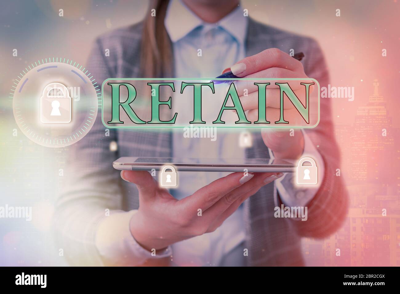 Conceptual hand writing showing Retain. Concept meaning Keep in one s ...