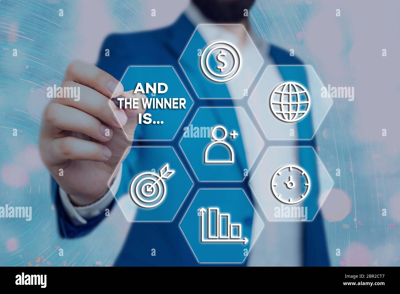 Conceptual hand writing showing And The Winner Is. Concept meaning ...