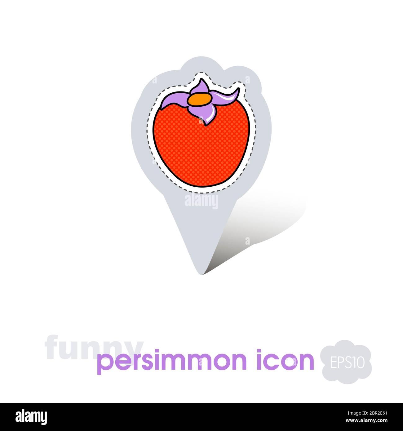 Persimmon pin map icon. Persimmon tropical fruit sign. Map pointer. Map ...