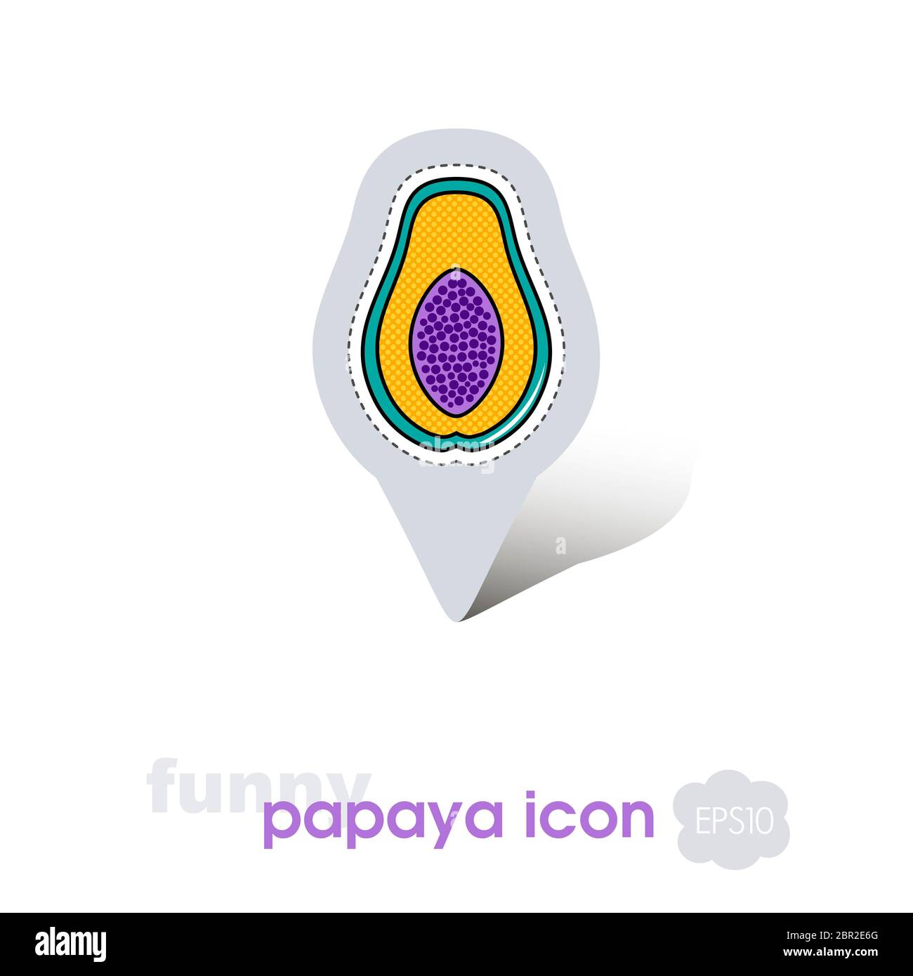 Papaya pin map icon. Papaya tropical fruit sign. Map pointer. Map ...