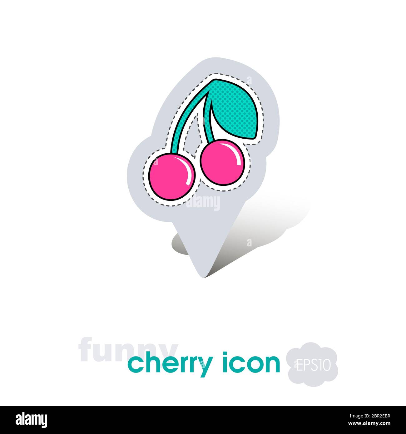 Cherry with leaf pin map icon. Cherry fruit sign. Map pointer. Map ...
