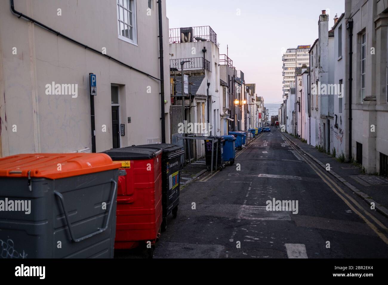 Three huge industrial bins seen at the Little Preston Street in the ...
