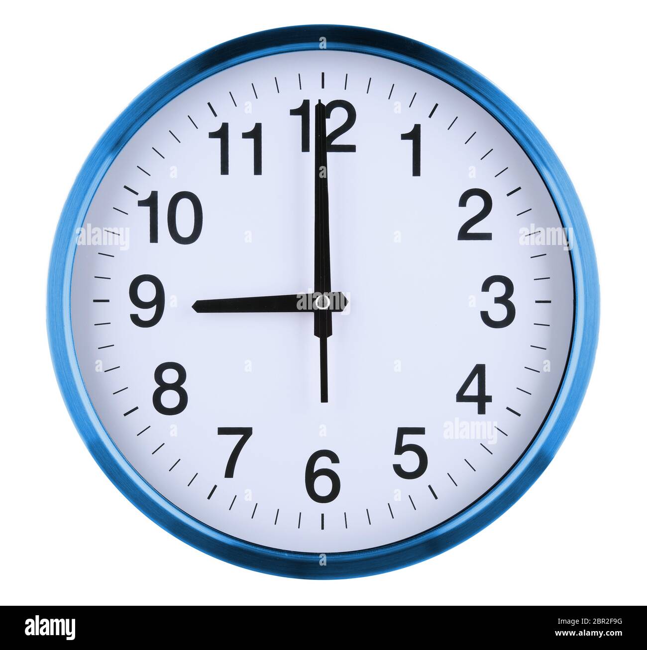 Wall clock isolated on white background. Nine oclock Stock Photo - Alamy