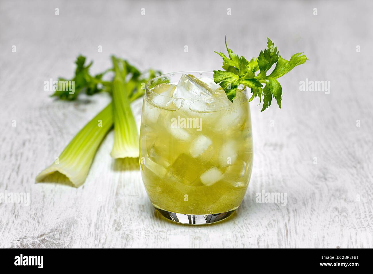 Non-Alcoholic Fresh Celery Cocktail with ice Stock Photo - Alamy