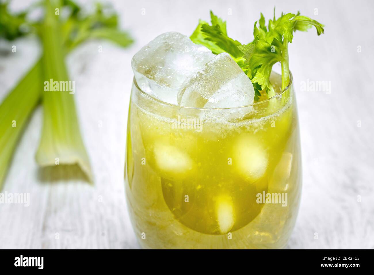 Non-Alcoholic Fresh Celery Cocktail with ice Stock Photo - Alamy