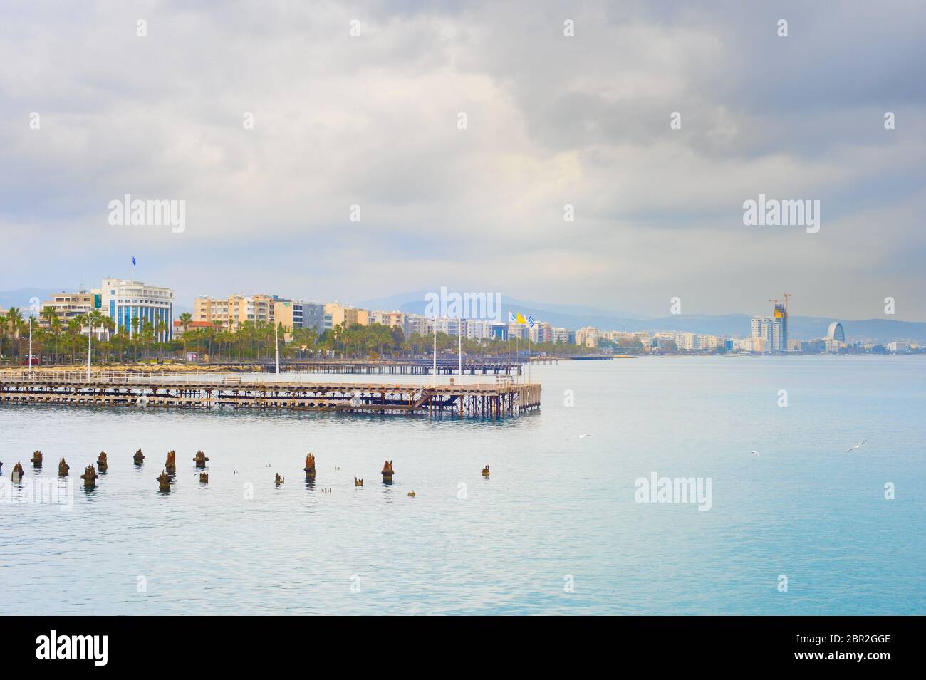 Limassol embankment overcast skyline view with modern apartment ...