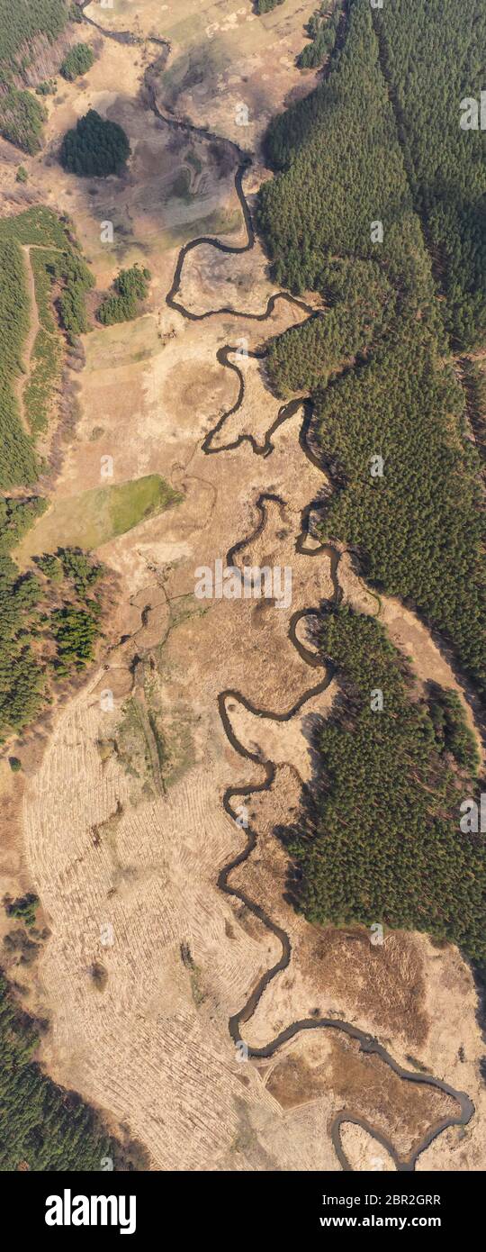 Aerial drone view, the bend of the river with sandy stretches Stock ...