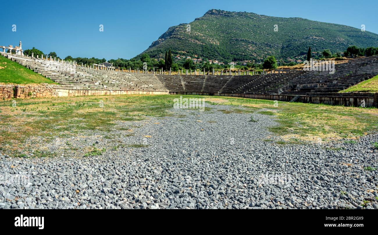 View of the Ancient Greek Stadium in Ancient Messini in Greece Stock ...