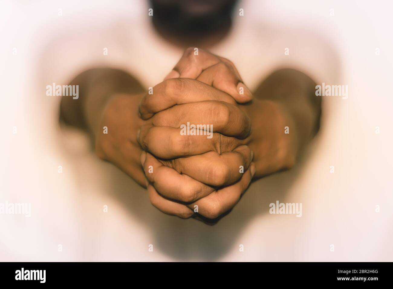 Hand explaining virtual thing, isolated on white background Close up ...