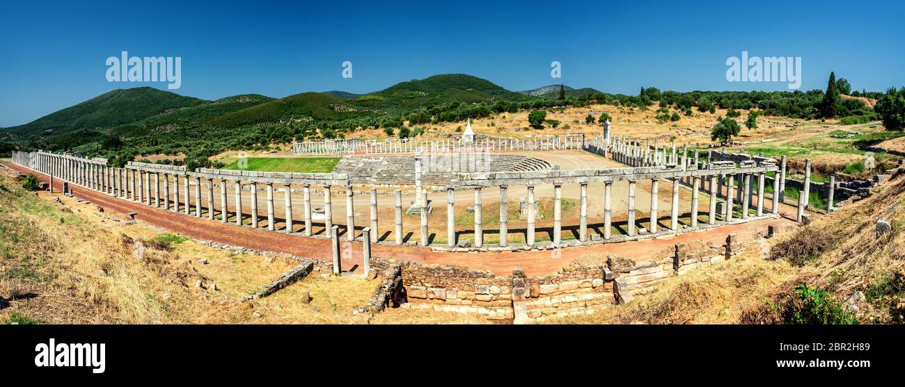 View of the Ancient Greek Stadium in Ancient Messini in Greece Stock ...