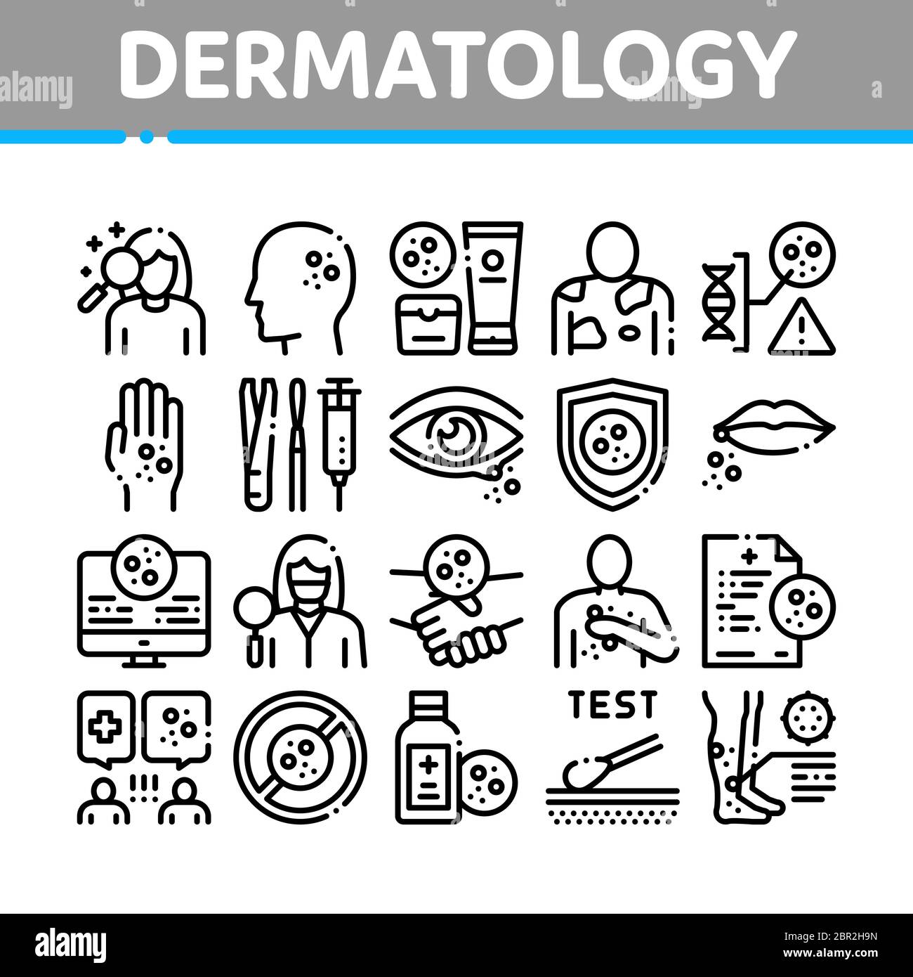 Dermatology Skin Care Collection Icons Set Vector Stock Vector Image