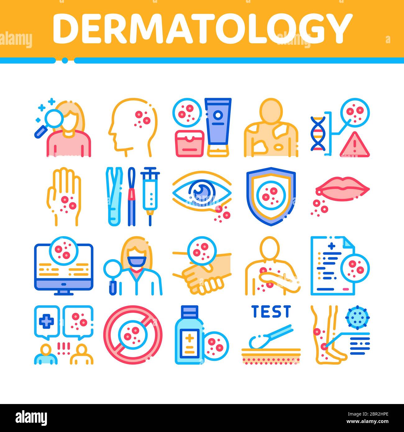 Dermatology Skin Care Collection Icons Set Vector Stock Vector Image ...