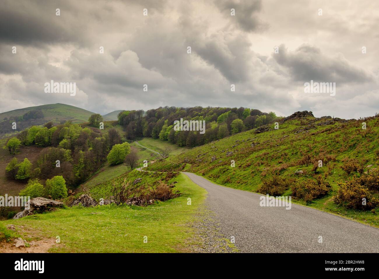 landscape of Pays Basque, Green hills. French countryside in the ...