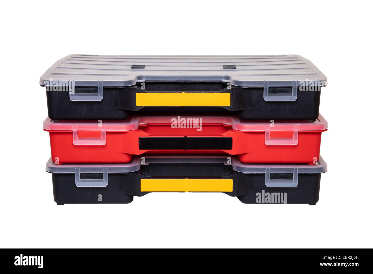 Equipment of craftsman. Three professional plastic storage boxes for ...