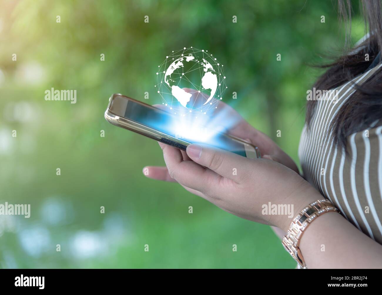 Technology networking people and internet connected concept, Hand of ...