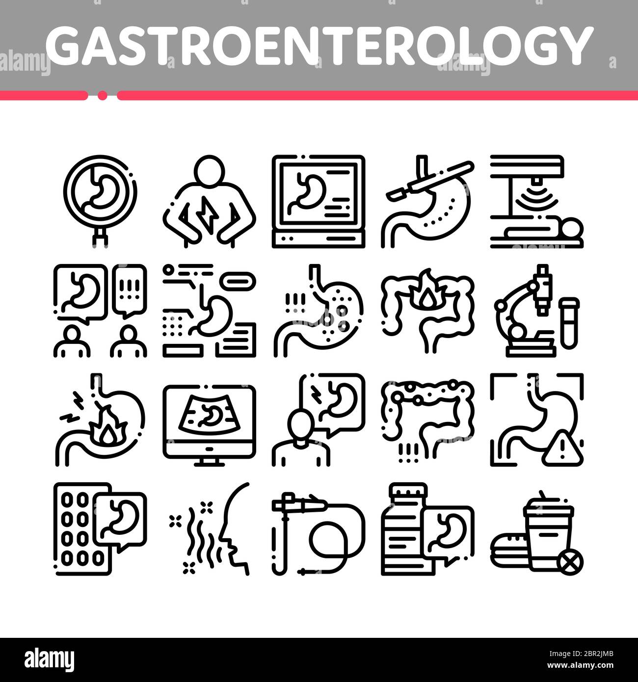 Gastroenterology And Hepatology Icons Set Vector Stock Vector Image ...