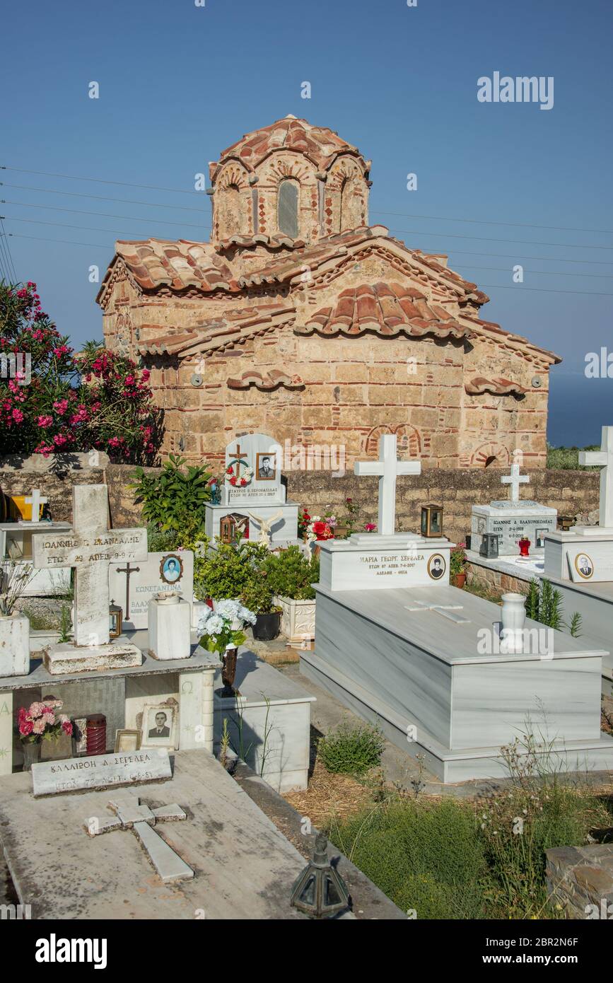 Church of Ag. Metamorphosis Sotiras in Nomitsi, Mani Greece Stock Photo ...