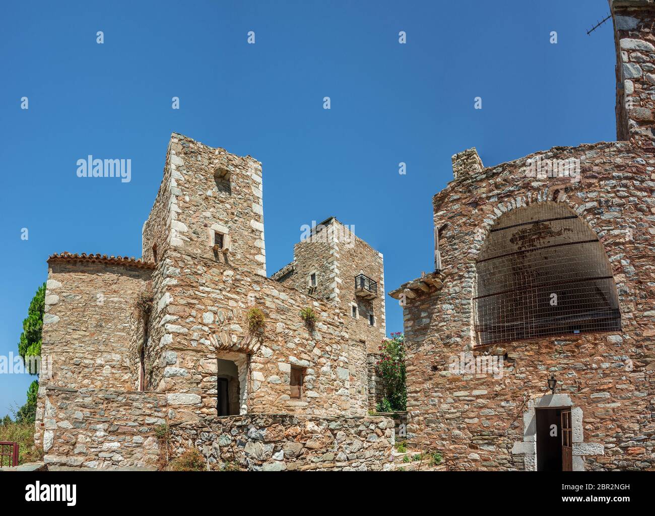 Vatheia, a village on the Mani Peninsula, in Greece. A major tourist ...