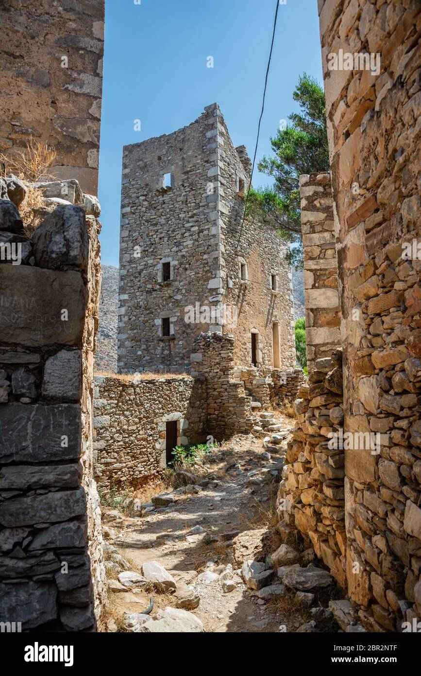 Vatheia, a village on the Mani Peninsula, in Greece. A major tourist ...