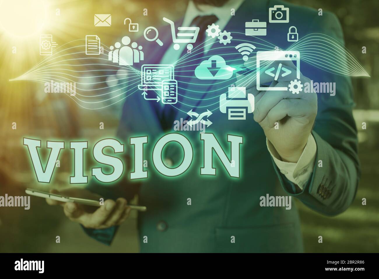 Conceptual hand writing showing Vision. Concept meaning ability to ...