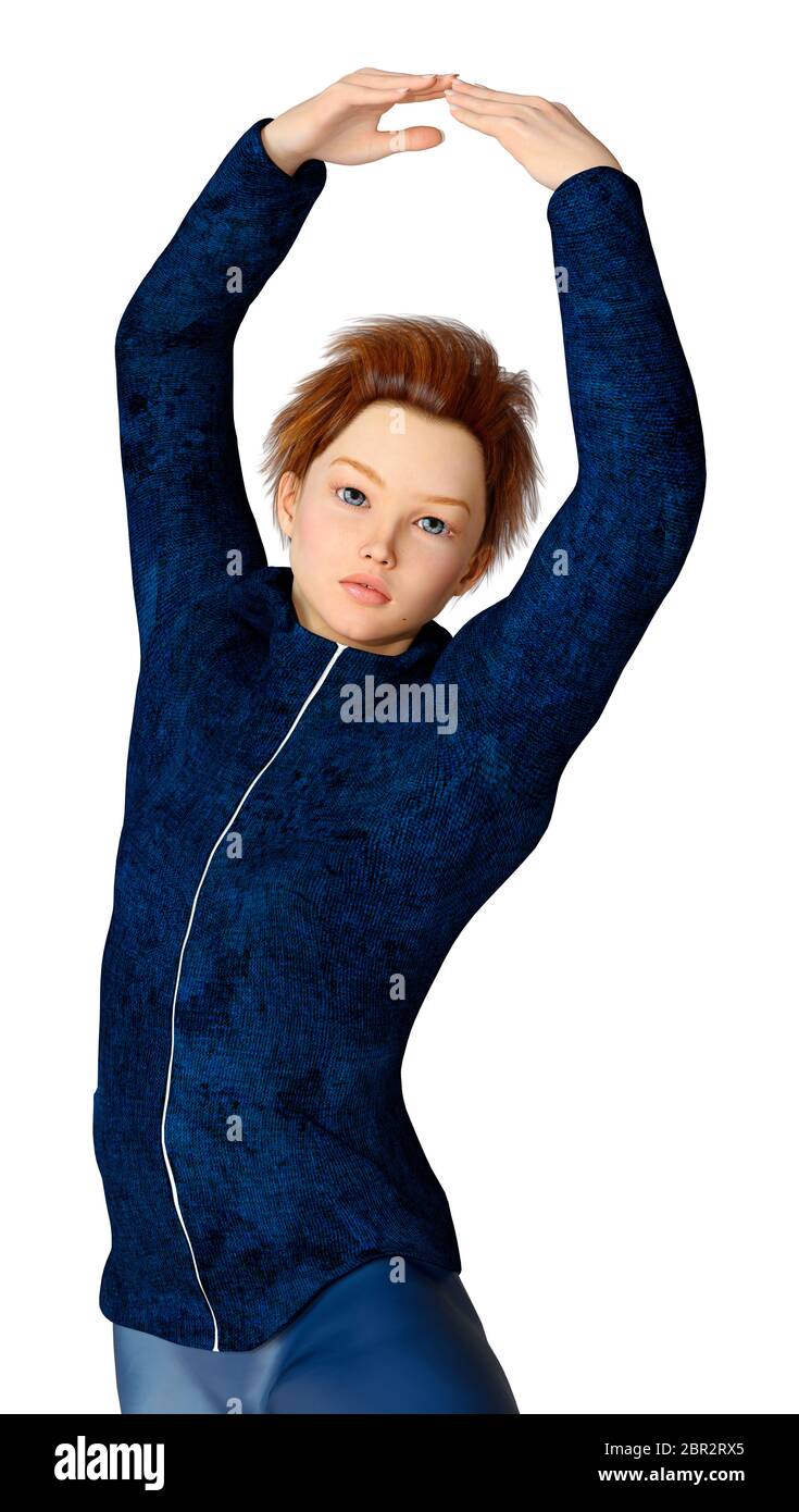 3D rendering of a teenager girl dancing isolated on white background ...