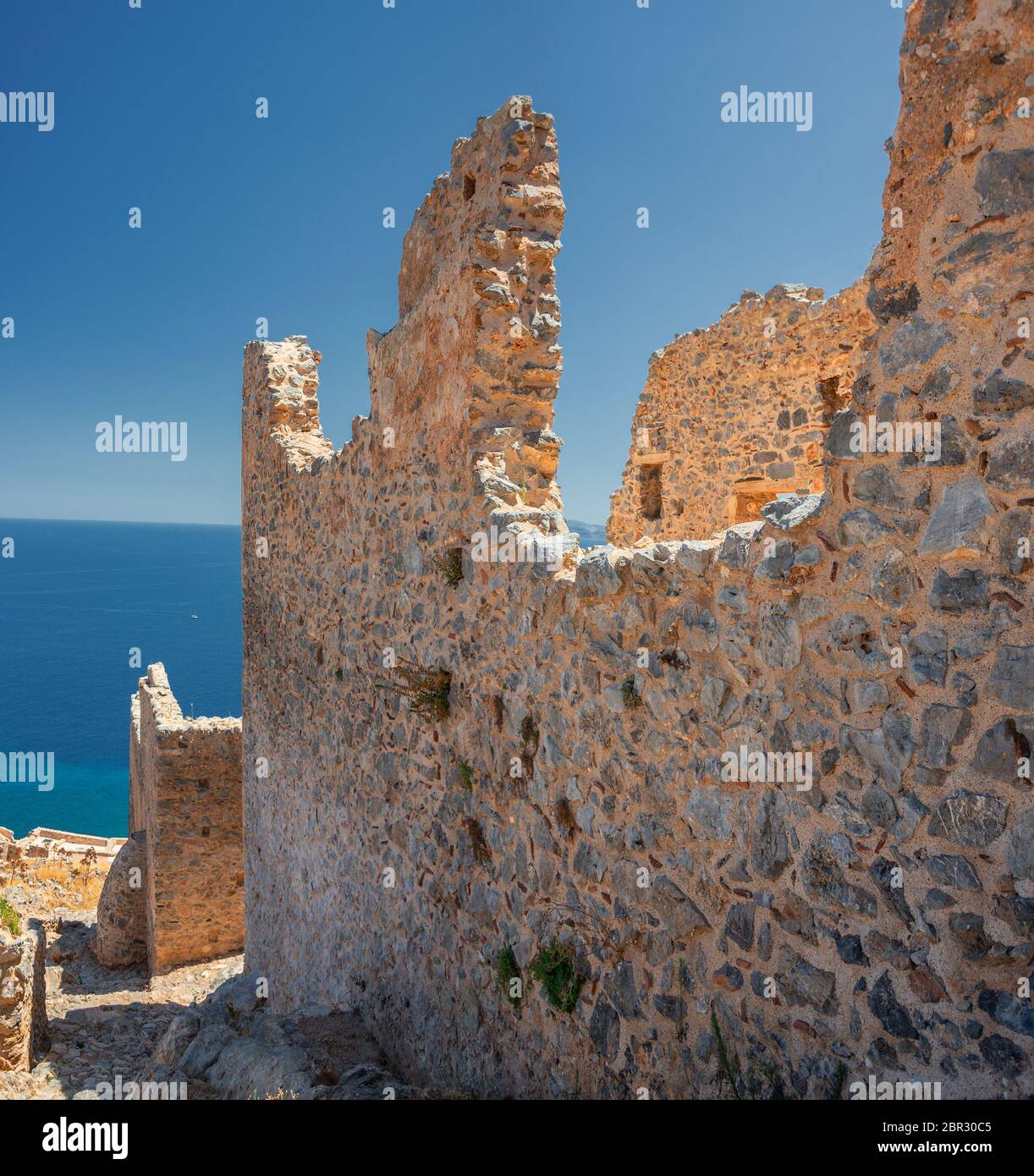 The ruins of the upper town on Monemvasia Stock Photo - Alamy