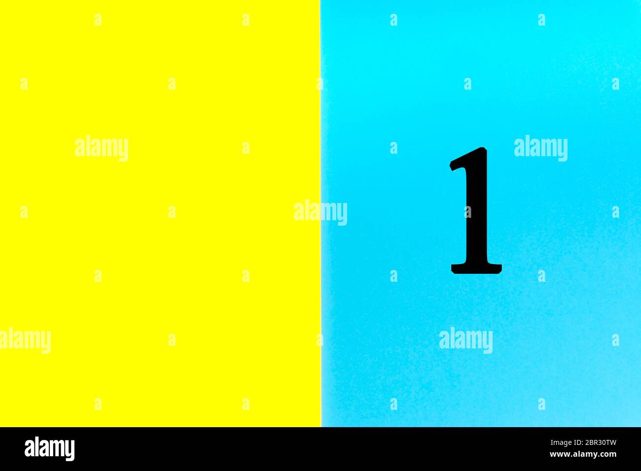 ONE or 1 written words on blue and yellow background. Number, Calendar ...