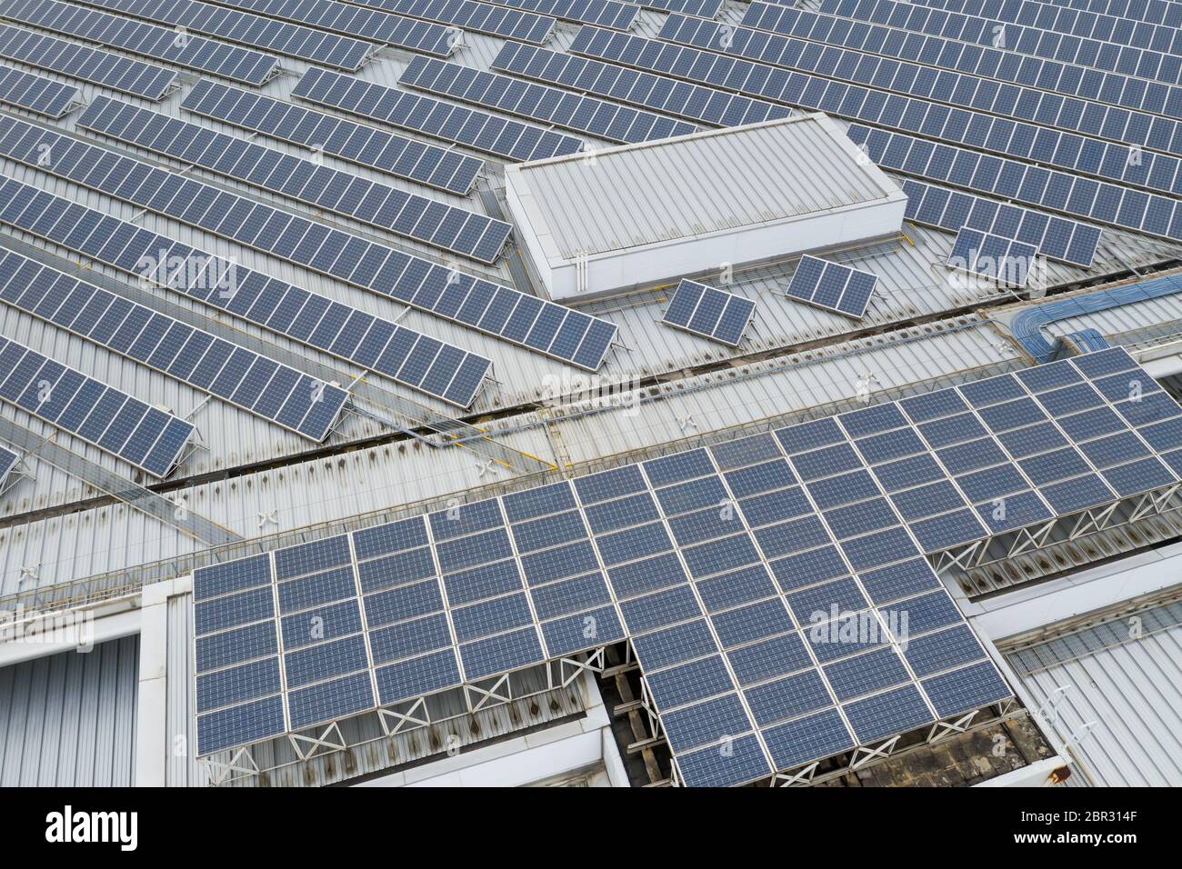 Aerial view of Solar panel Stock Photo - Alamy