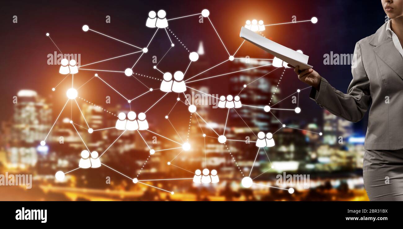 Concept of modern business networking that connect and cooperate people ...