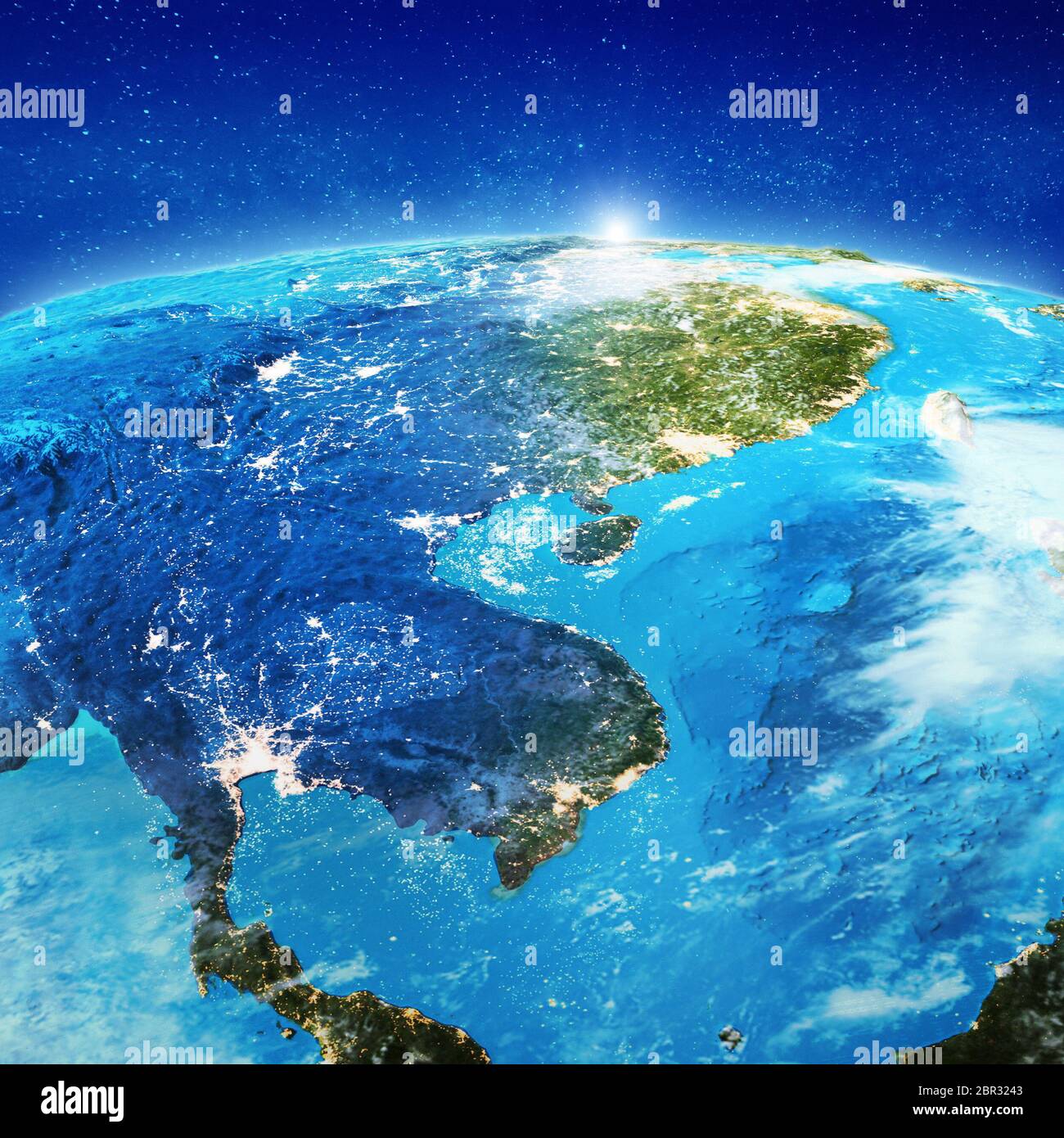 South-east Asia city lights. Elements of this image furnished by NASA ...
