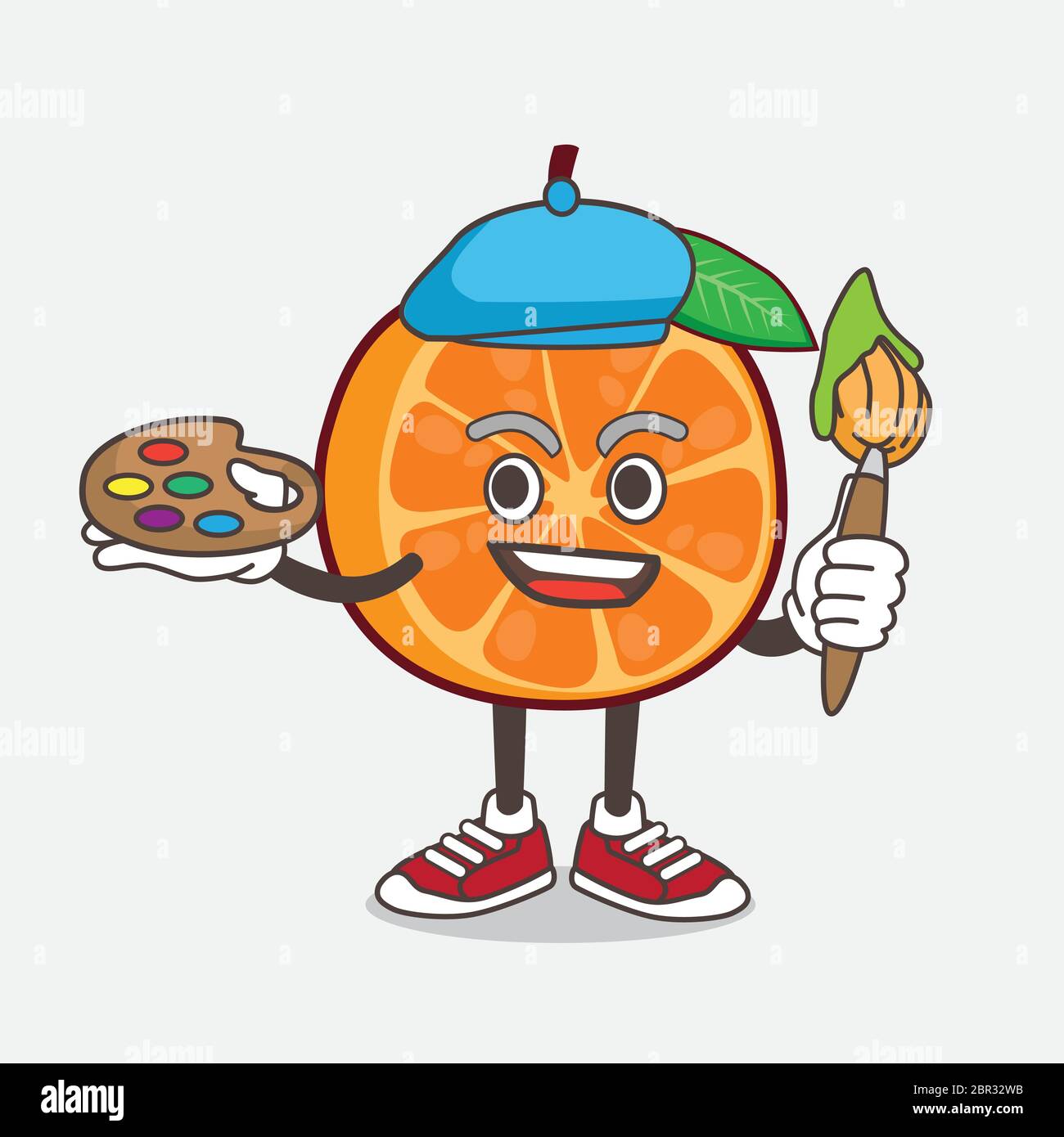 An illustration of Orange Fruit cartoon mascot character painter style ...