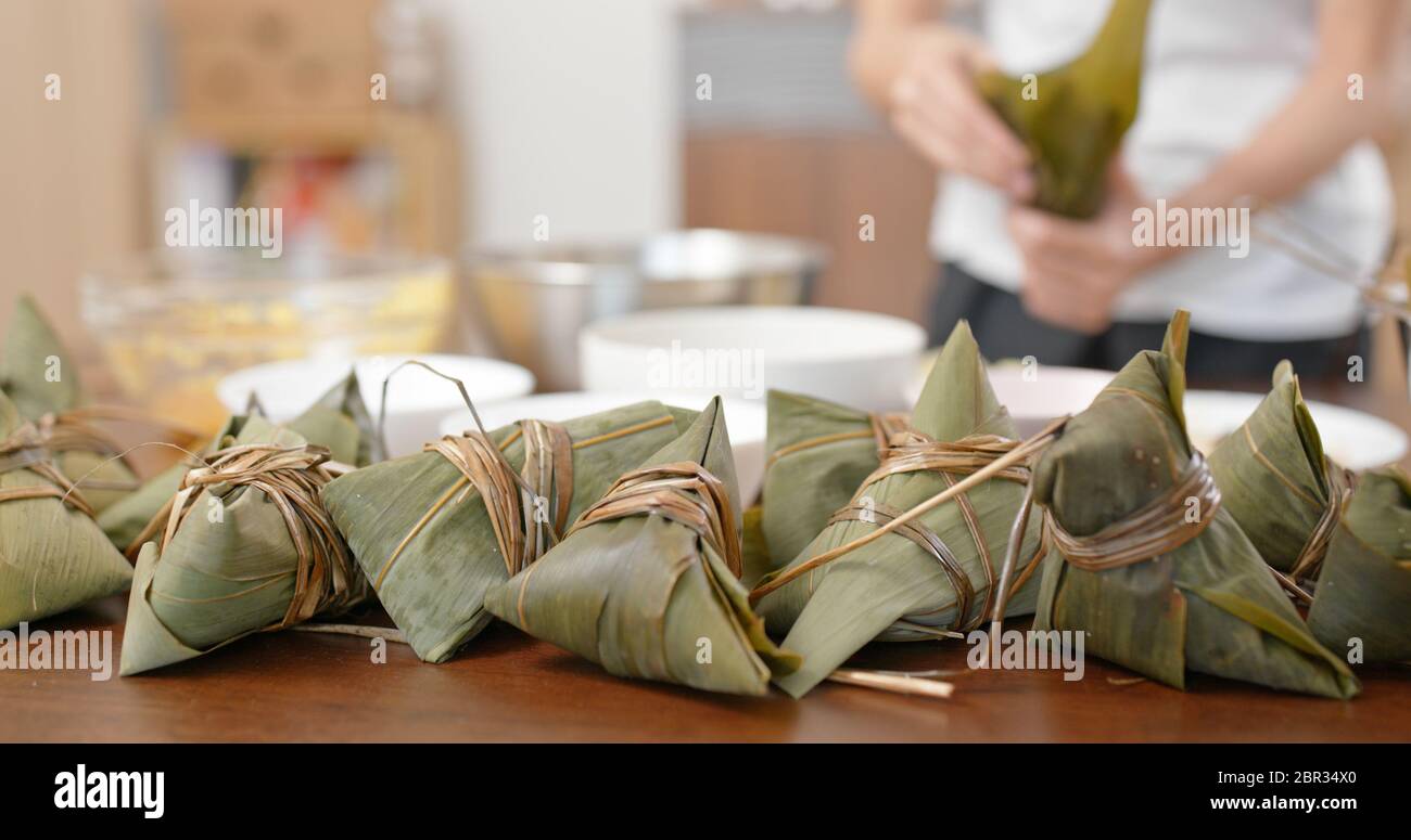 Make steamed sticky rice dumpling at home Stock Photo - Alamy