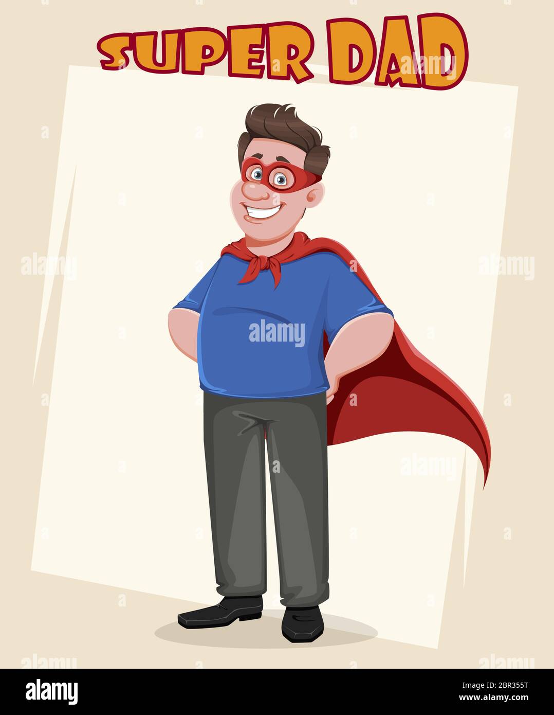 Father's day greeting card. Handsome dad in superhero costume. Vector ...